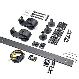 HARDJULAN 37-3/8in Bi-fold Barn Door Hardware,Heavy Duty Black Track Top Mount Kit for 2 Doors(No Door)