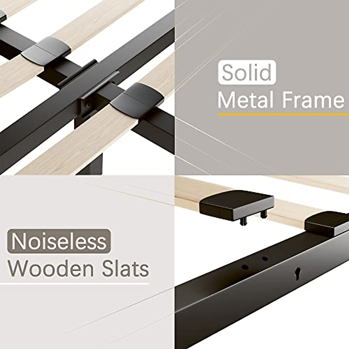 Fluest Queen Bed Frame with Headboard Storage Drawers of 4 Upholstered Bed Frame Platform Adjustable Headboard Wooden Slats Support/No Box Spring Needed/Easy Assembly/Mattress Foundation, Dark Grey