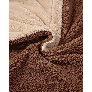 Panku Ultra-Soft Thick Micromink Sherpa Blanket Throw for Couch, Reversible Fuzzy Warm Throw Blanket All Season for Men Women Gifts (50X60 Beige and Camel)
