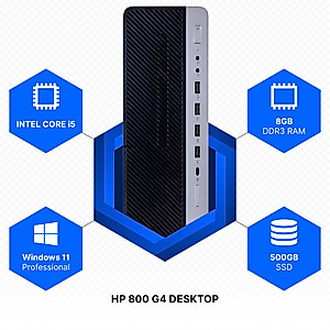 HP EliteDesk 800G4 Desktop Computer | Hexa Core Intel i5 (3.2) | 8GB DDR4 RAM | 500GB SSD Solid State | Windows 11 Professional | 22in LCD Monitor | Perfect Family Computer (Renewed)