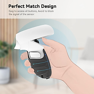 CNBEYOUNG Touch Controller Grip Cover Compatible with Quest 2, Anti-Throw Handle Sleeve Quest 2 Accessories with Nylon Adjustable Wrist Knuckle Strap(Black)