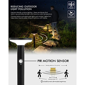 Yoolax Solar Pathway Lights Outdoor Motion Sensor Landscape Lights 2 Pack Waterproof Dusk to Dawn Path Lights for Garden, Patio, Yard, Driveway (Black)