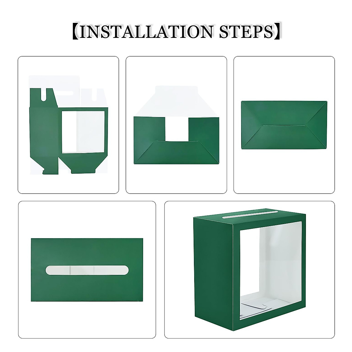 SietDESEO Green Card Box for Party Diy Money Card Box Gift Card Box Holder for Wedding Reception Baby Shower GraduationBirthday Card Box