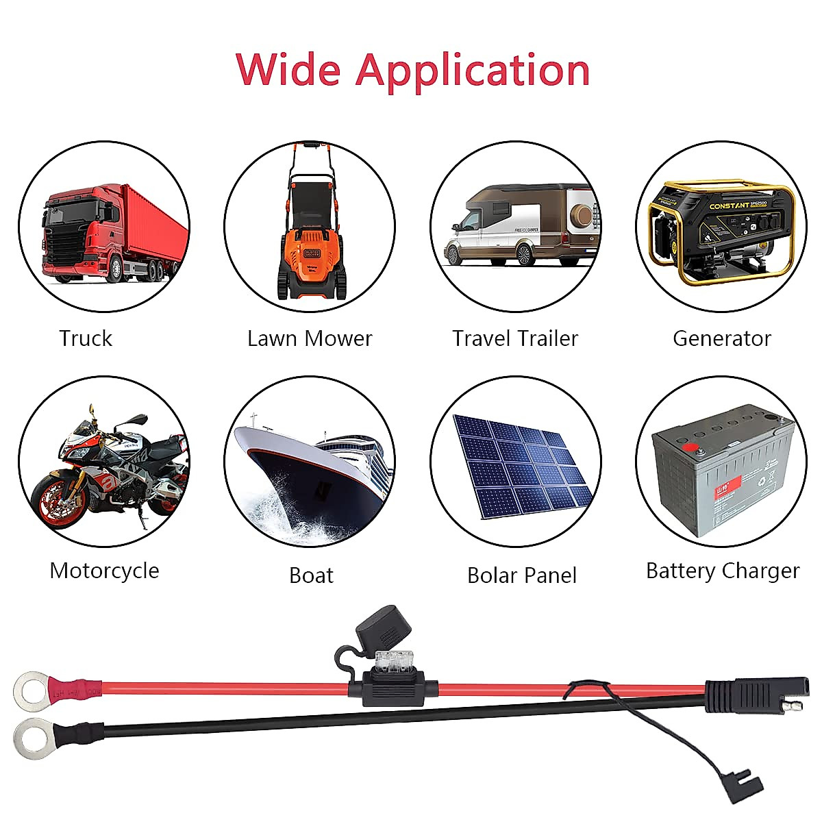 Billion wealth 10awg 3.3FT SAE to O Ring Connecters Extension Cord Cable Connector Compatible with Battery Charger/Maintainer (10awg 3.3FT)