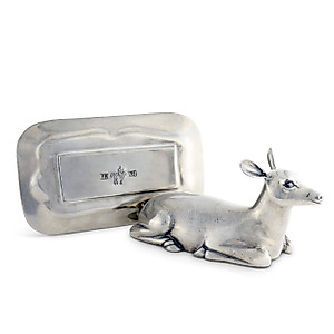 Vagabond House Pewter Doe / Deer Covered Butter Cream Cheese Dish 8 inch x 5 inch