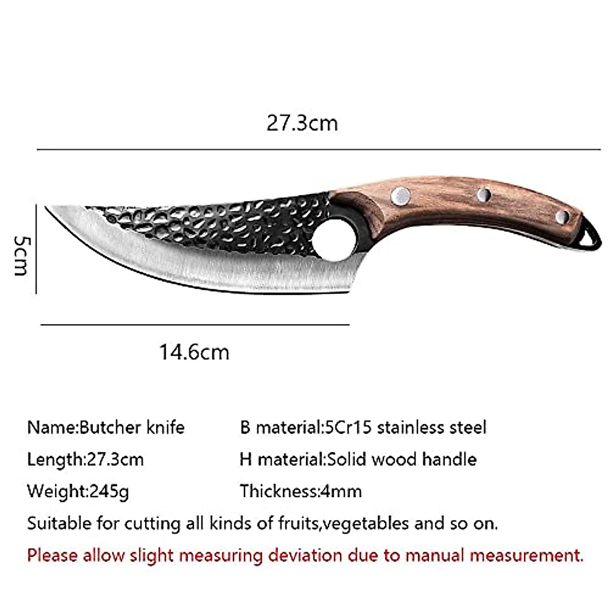 OYEZI Viking Knives Forged Butcher Knife 6'' High Clad Steel Boning Hunting Camping Tool Handmade Meat Cleaver with Leather Cover