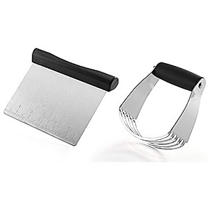 Spring Chef - Dough Blender and Pastry Cutter, Stainless Steel Nut, Pie, Pastry and Dough Cutter and Scraper, Multipurpose Baking Tools with Soft Grip Handles, Black