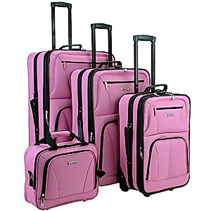 Rockland Journey Softside Upright Luggage Set, Expandable, Pink, 4-Piece (14/19/24/28)