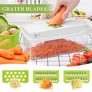 VRJISZTA 13 in 1 Kitchen Vegetable Chopper Slicer Dicer, Food Chopper/Cutter, veggie Chopper with 8 Blades, Storage Container for Egg Onion Tomato Potato Carrot Salad