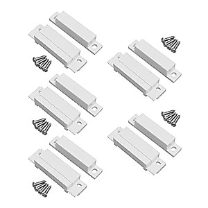 WESUA 5 Pack Surface Mounted NC Magnetic Door Contacts Switch Sensor for Alarm