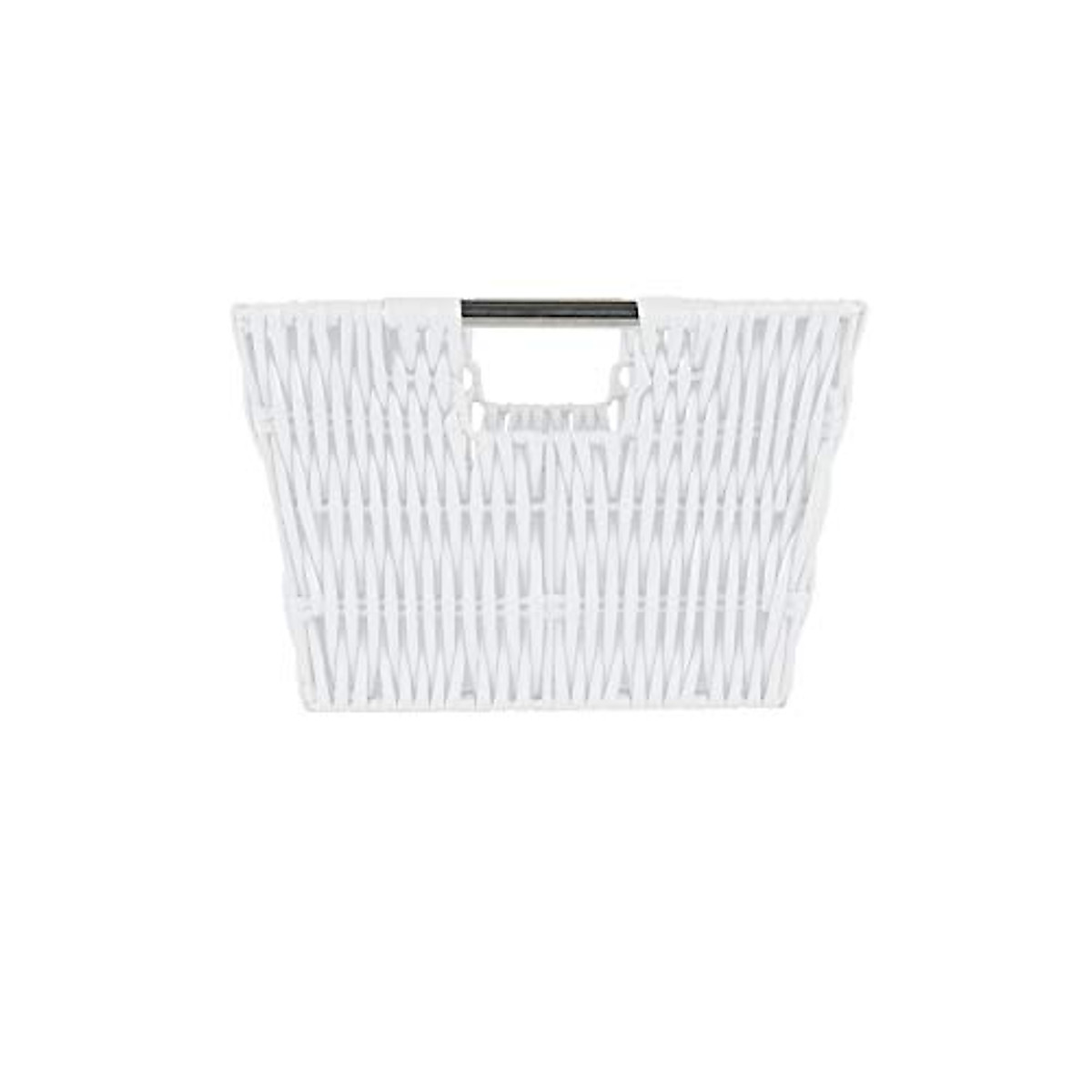 Simplify 3 Pack Set Woven Baskets with Handles, for Storage, Blankets, Toys, Books, Ideal for Home, Office, Dorm, Playroom, Closet, in White 3 Piece Rattan Tote