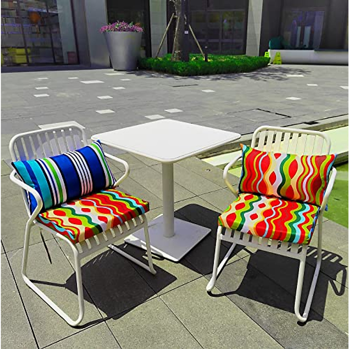 Waterproof Lumbar Support Pillow For Chair 2 Pack Rectangular Outdoor Throw Pillows Recycled Polyester Fill Reversible Design,Windproof Rainproof For Furniture Patio Garden Decorative Pillows 12"X20"