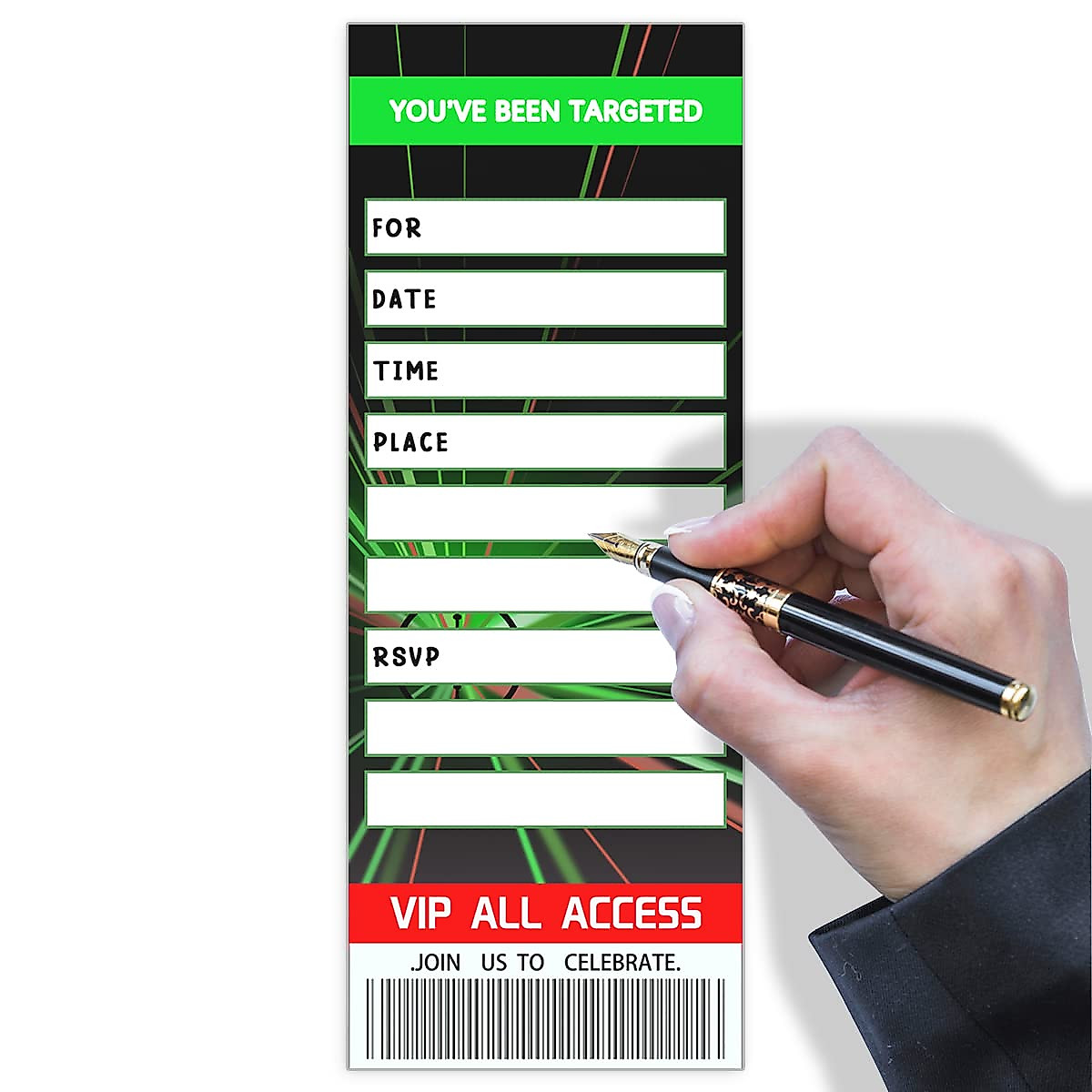 MUZRUYOU Laser Tag Ticket Invitation Birthday Party - Glow Lazer Tag(20 Set with Envelopes)