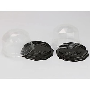 50 Pack Diam 3 inch X Height 2-1/4 inch of Clear plastic mini cake box muffins box cookies cookies muffins dome box wedding birthday gift box -With 50 plastic box stickers