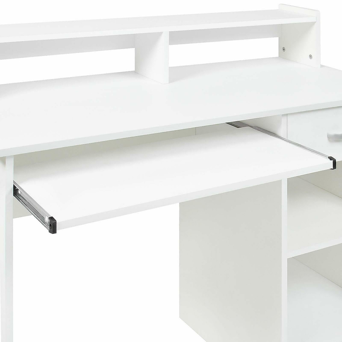 Computer Desk Student Desk Home Office Writing Table with Drawer Shelves, White