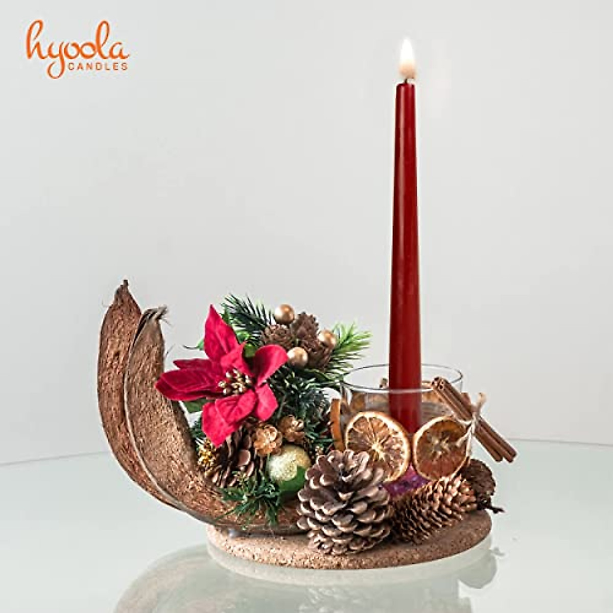 Hyoola Christmas Candles - Green and Red Taper Candles 10 Inch Dripless, 12 Pack Unscented Holiday Candles - European Made