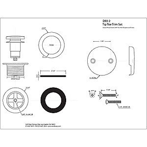 Westbrass R93-2-62 1-1/2" Coarse Thread Tip-Toe Bathtub Drain Trim Set with 2-Hole Overflow Faceplate, Matte Black