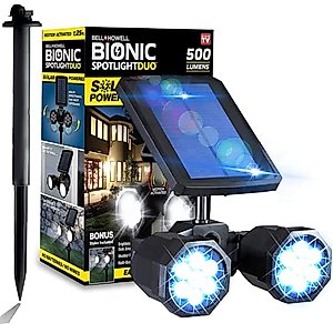 Bell+Howell Bionic Duo Spotlight: Solar Outdoor Lights with Motion Sensor, Adjustable Heads, Super Bright LEDs - Waterproof Landscape Lighting for Patio, Yard, Garden - No Batteries Needed!