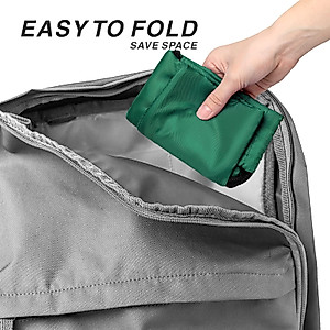AirBuyW Drawstring Backpack, 210D Nylon Foldable Sports Gym Drawstring Tote Bag pack Sack W Zipper Side Pocket For Men Women Hunter Green