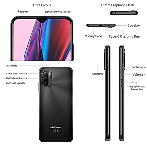 Ulefone Note 12 Unlocked Cell Phone, 4G Unlocked Smartphone, 6.82” Ultra-Large Screen with Slim Structure, 7700mAh Battery, 4+128GB, 3-Card Slot, Face Unlock/Fingerprint Recognition, Black