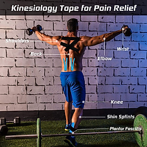 Kinesiology Tape Precut 3 Rolls-Athletic Sports Tape for Muscle & Joints-Physical Therapy Tape for Knee,Ankle,Shoulder,Plantar Fasciitis- Latex Free and Water Resistant-60 Strips, Blue