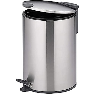 Kela Bathroom Trash Can with Soft Close, Step-On Lid, Silver, 0.8 Gallons, 9 inches Tall, Small Waste