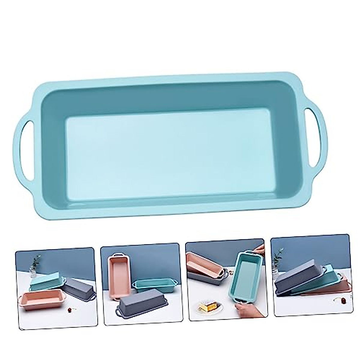Cabilock 1pc Cake Mold Pizza Tray for Oven Square Silicone Mold French Bread Loaf Muffin Pan Nonstick Broiler Pan for Oven Silicone Toast Loaf Pan Baking Mold for Home Durable Cake Mold Pie