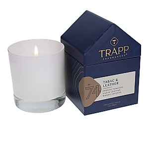Trapp - No. 74 Tabac & Leather - 7 oz. House Box Candle - Aromatic Home Fragrance with Earthy Scent of French Tobacco, Grain Leather, & Woody Incense Notes - Petrolatum Wax
