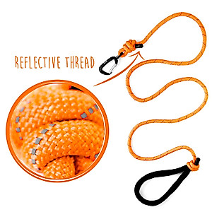 Mighty Paw Rope Dog Leash - Durable Climbing Lead - Reflective Stitching - Comfort Handle - Suitable for All Pet Sizes - Heavy Duty Dog Leash with Carabiner - Long Dog Leash - (6 Feet, Orange)