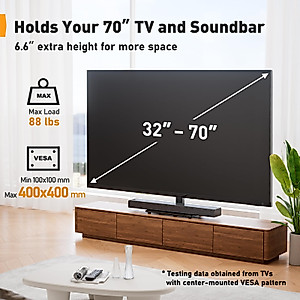 Perlegear Universal Swivel TV Stand for 32–70 inch TVs, Height Adjustable Table Top TV Stand Mount with Tilt, Tempered Glass Base, Holds up to 88 lbs, Max VESA 400x400mm, PGTVS26