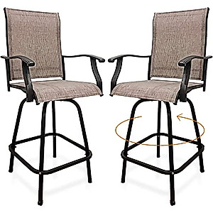 BANIROMAY Swivel Bar Stools All-Weather Patio Furniture, 2 Pack Textilene Patio Bar Chairs with Metal Frame, for Bistro Lawn, Garden, Backyard