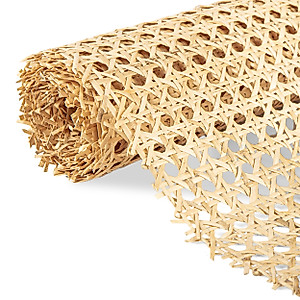 Cane Webbing Roll 24" Wide - Open Mesh Rattan Roll - Woven Cane Material Rattan Fabric Sheets Open Weave Wicker Material for Chair Caning Kit, DIY Supplies, Furniture Repair, Replacement Kit (2'x6')