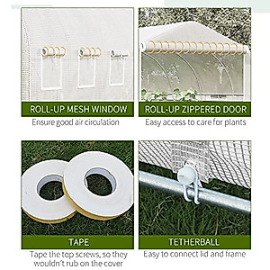 Outsunny 234.25" x 118" x 82.75" Walk-in Tunnel Greenhouse Garden Warm House Large Hot House Kit with 8 Roll-up Windows & Roll Up Door, Steel Frame, White