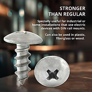 #10 x 1/2" Stainless Steel Sheet Metal Screws, 18-8 Marine Phillips Truss Head Screws, Self Tapping Screws for Metal and Wood, Pack of 25