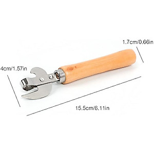 Stainless Steel Kitchen Utensil Multifunctional Lid Remov-e Side Cut Manual Can Opener with Wood Handle