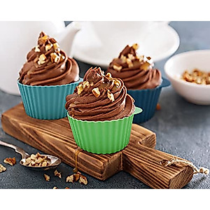 Vethwal Reusable Silicone Baking Cups, 12 Pack Cake Molds, Food Grade, Non-Toxic, BPA Free, Dishwasher Safe