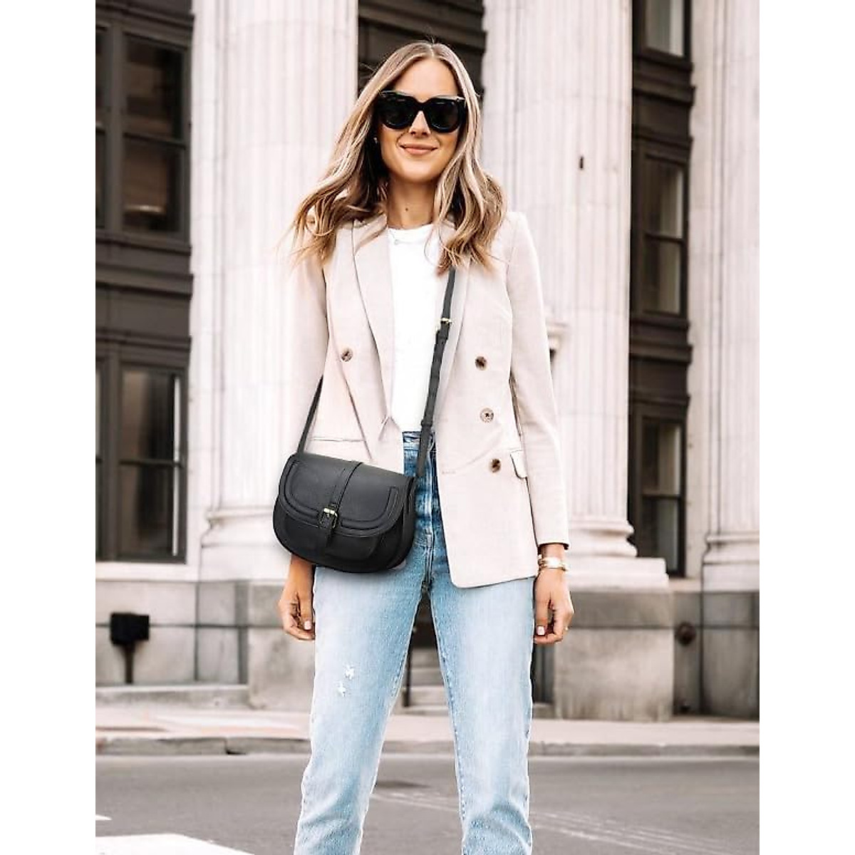 AFKOMST Crossbody Bags for Women,Small Saddle Purse and Boho Cross Body Handbags,Vegan Leather