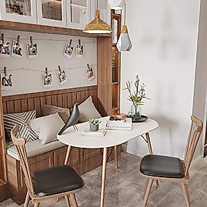 CozyCasa 7.2 inch Farmhouse Dining Table Mid-Century Kitchen Table with Wood Leg Oval Top for Home Office Patio White(Only Table not Include Chairs)-2pack