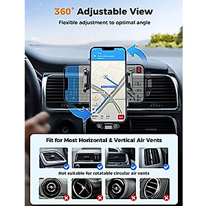 Anwas Car Phone Holder Mount [Big Phone & Thick Case Friendly ] Universal Air Vent Car Mount, Hands Free Cell Phone Holder for Car Compatible with All iPhones & Android Smartphones