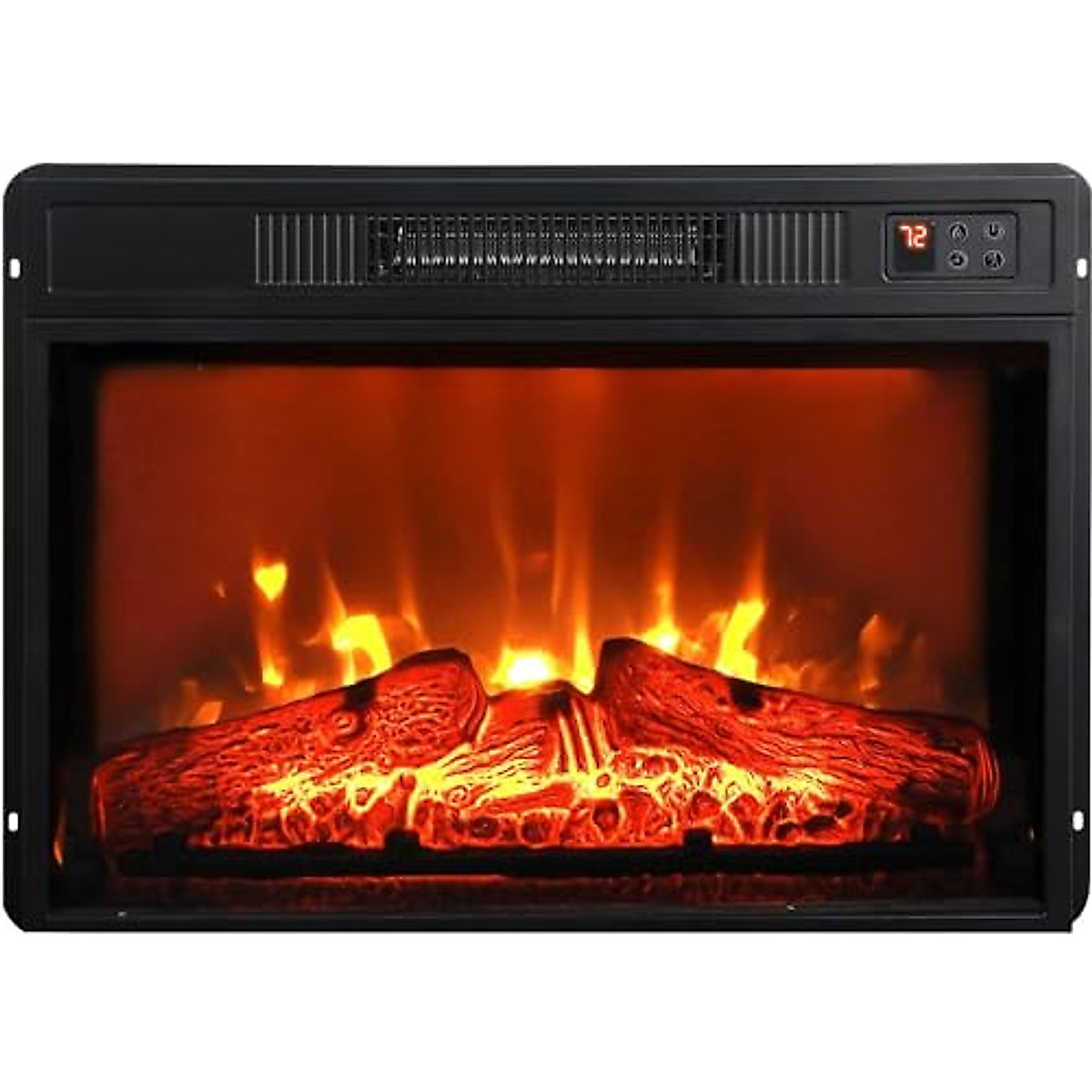 LGHM 23" Electric Fireplace, 3DInfrared Black Fireplace Electric Insert Heater, with Wireless Remote Control, Glass View, Adjustable Realistic Logs & Flames, Indoor, 1400w