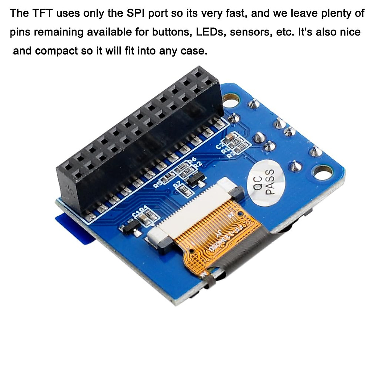 Mini PiTFT 1.3" LCD Display 240x240 TFT Add-on for Raspberry Pi 3.3V SPI ST7789 3.3V SPI ST7789 Full Color(Pack of 2PCS)