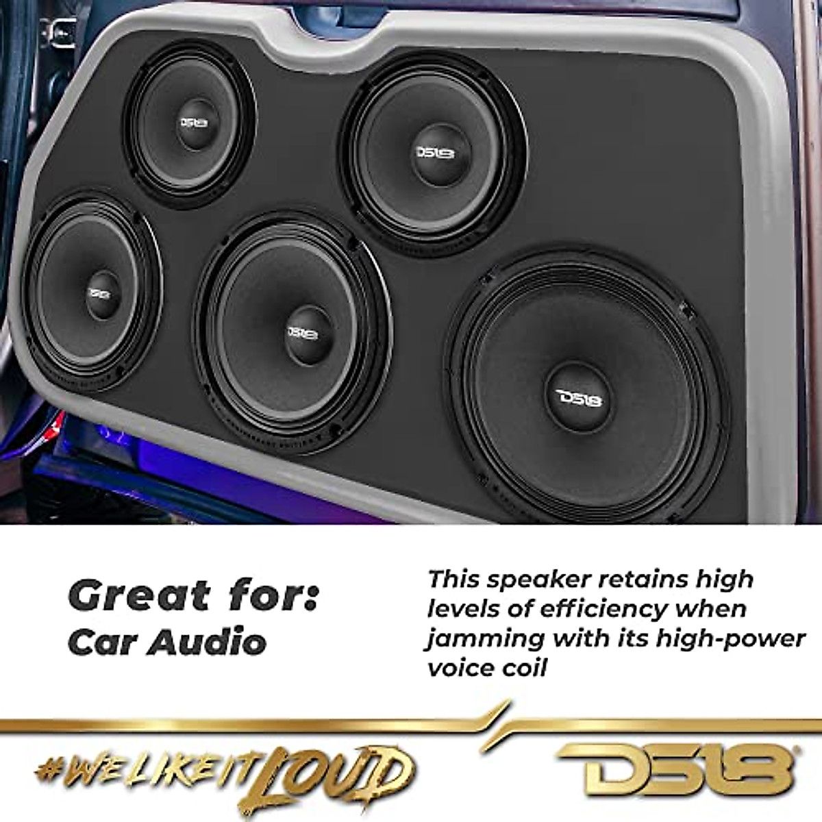 DS18 PRO-84XA 8” Special Edition 10th Anniversary Mid-Bass Loudspeaker 550 Watts Max 4-Ohms - Door Speakers for Car or Truck Stereo Sound System - 1 Speaker