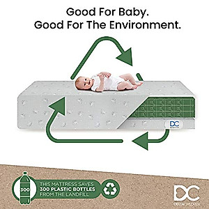 Delta Children Tribeca 4-in-1 Baby Convertible Crib + Serta Perfect Slumber Dual Sided Recycled Fiber Core Crib & Toddler Mattress - Waterproof - Hypoallergenic - GREENGUARD Gold Certified, Grey/White