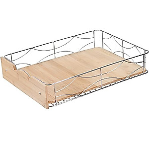 Coloch Pull Out Cabinet Organizer with Removable Hardboard, Heavy Duty Under Sink Slide Out Tray Shelf Storage Sliding Drawer Organizer for Pots, Jars, Kitchen, Pantry, Bathroom, 16.5x12.5x3.2 Inches