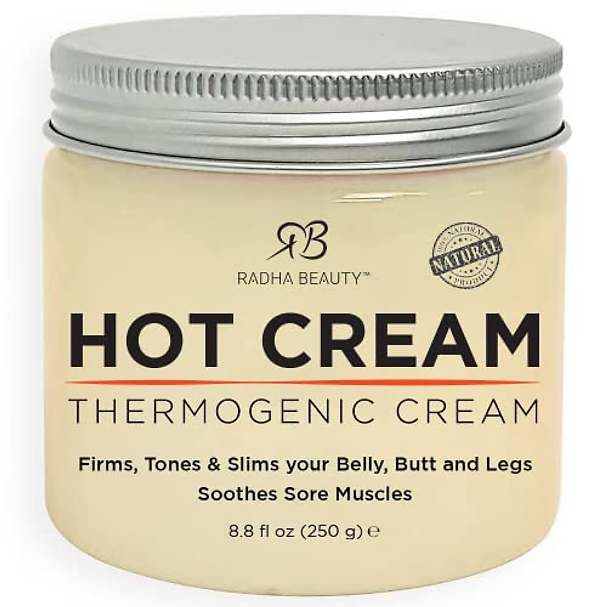 Radha Beauty Hot Cream - 100% Natural Thermogenic Cream, Increase Sweat and Shed Excess Water During Exercise. for Men and Women - Deep Tissue Massage Muscle Relaxer