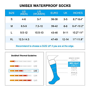 DexShell Waterproof Socks Coolmax Cushioning Inner Hiking Trekking For Men and Women, Coolvent Aqua Blue Stripe, Mid Calf Unisex Large