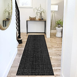Nailttos Kitchen Runner Rug 2' x 6', Modern Hand Woven Reversible Bohemian Black and White Rug, Machine Washable Kitchen Rug Runner Floor Carpet for Bedroom Bathroom Laundry Living Room