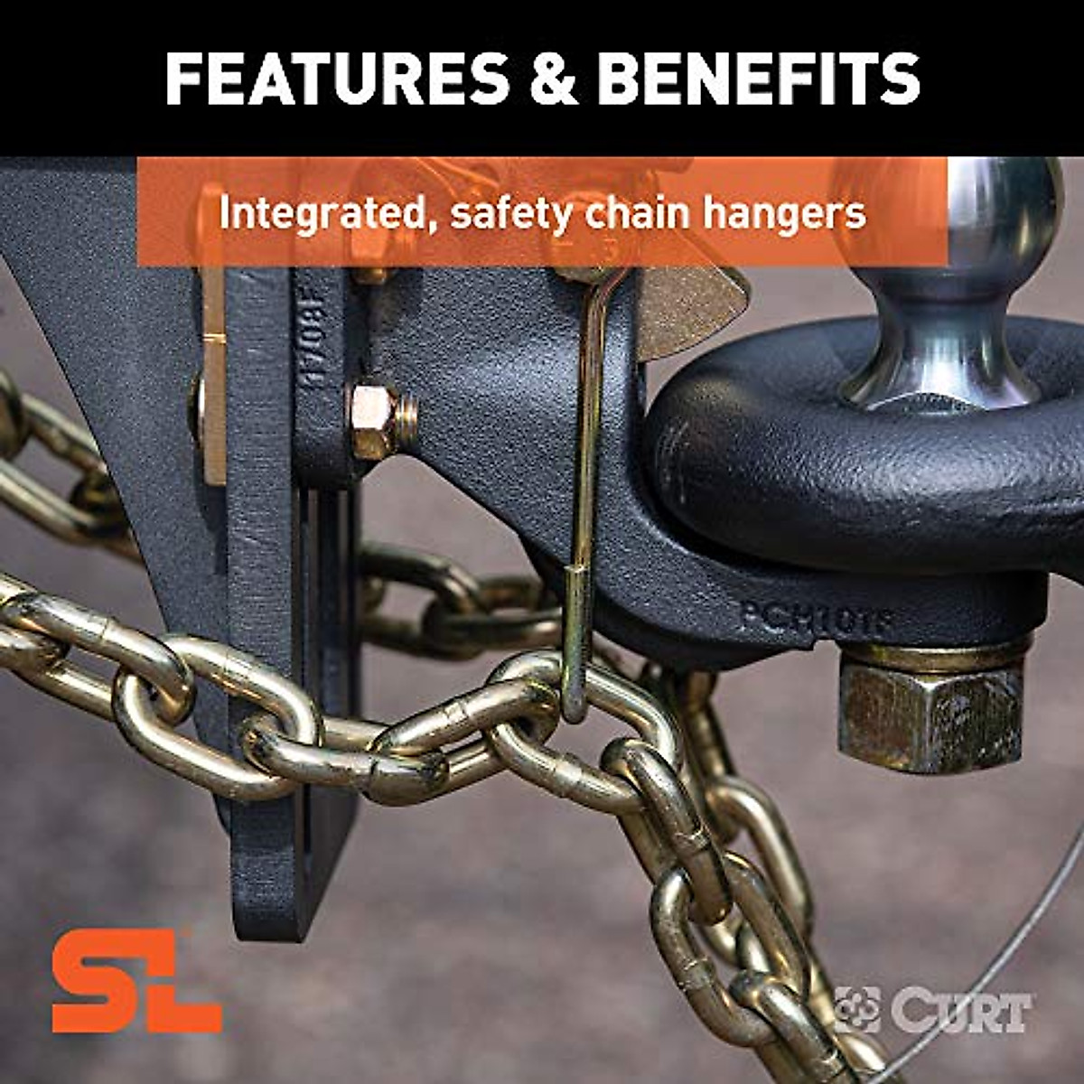 CURT 48410 SecureLatch 2-5/16-Inch Ball and Pintle Hitch Hook Combination, 20,000 Pounds, Mount Required