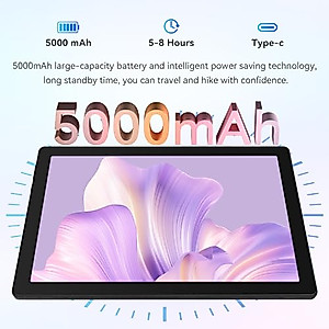 HiGrace Tablet 10 inch, Android 14 Go Octa core Tablet with 10GB+128GB/1 TB Expansion, WiFi 6G, 5MP+8MP Camera, 5000mAh, Split-Screen, Widevine L1, 10 inch Tablet PC - Black