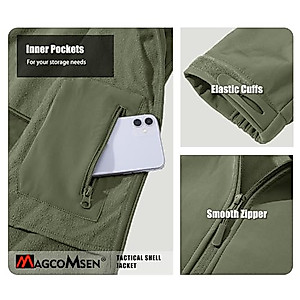 MAGCOMSEN Mens Waterproof Jacket Tactical Jacekt Military Jacket Rain Jacket Winter Jacket Mens Coat Winter Coats for Men Army Green